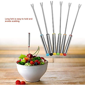 Fondue Sticks 6pcs Stainless Steel Smores Sticks with Heat Resistant Handle for Cheese Meat Chocolate Dessert Roast