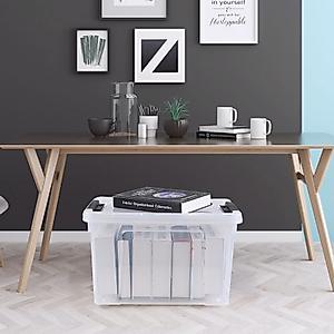 Pekky 22 Quart Latching Storage Container Bin with Wheels, 6 Packs Plastic Storage Tote Box, Clear