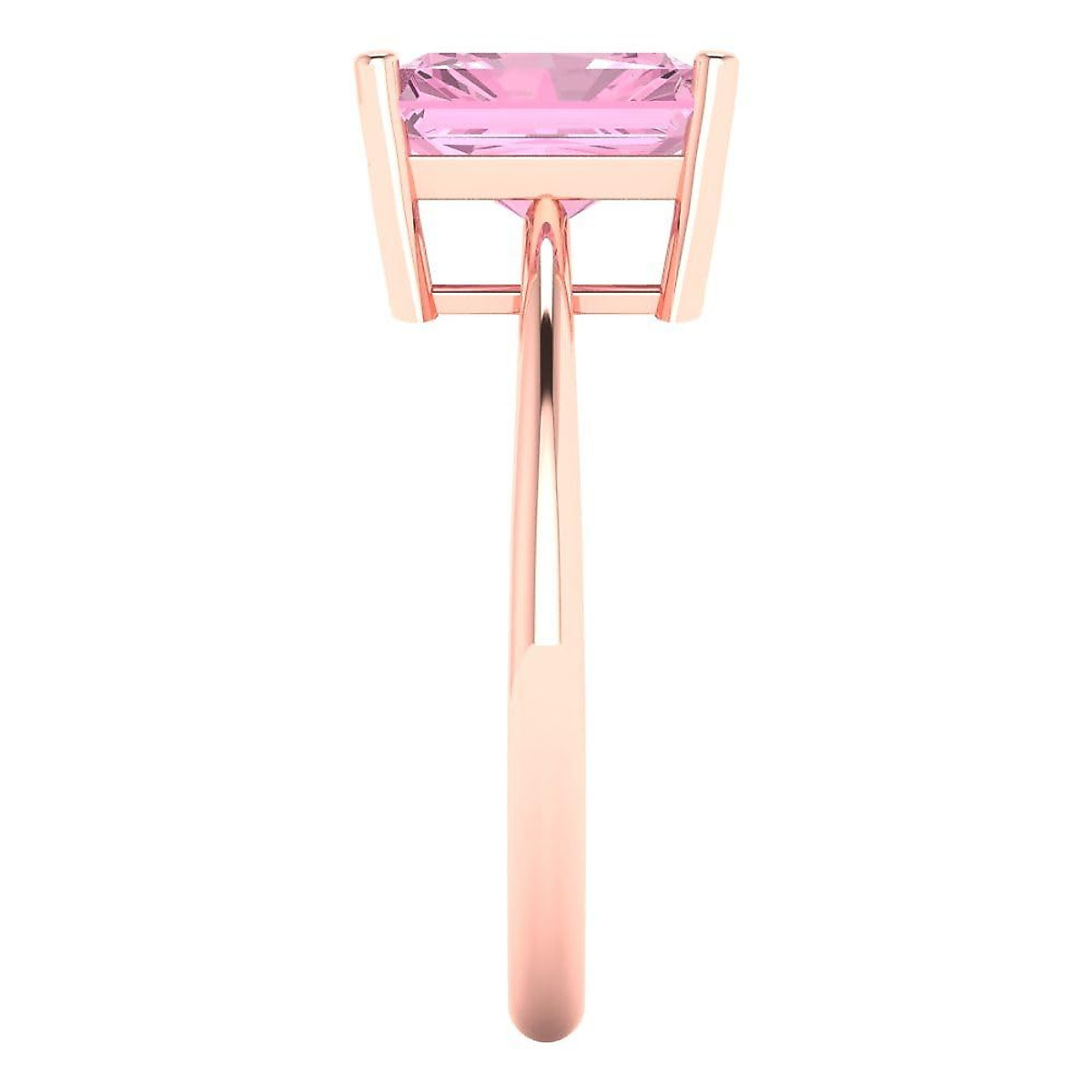 Clara Pucci 2.5ct Radiant Cut Solitaire Pink Simulated Diamond Wedding Bridal Designer Anniversary Engagement Ring Real 14k Rose Gold