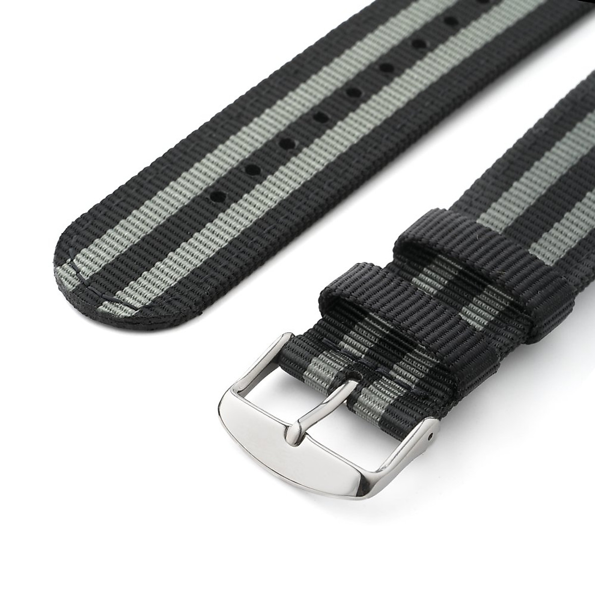 Archer Watch Straps - Premium Nylon Quick Release Watch Bands (Black/Gray, 22mm)