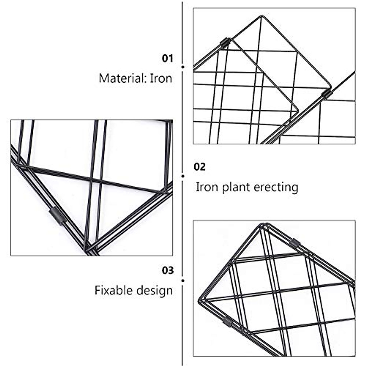 YARNOW Garden Trellis Plant Support for Climbing Foldable Vines and Flowers Stands Metal Wire Lattices Grid Panels for Ivy Rose Grape Cucumber Clematis Black
