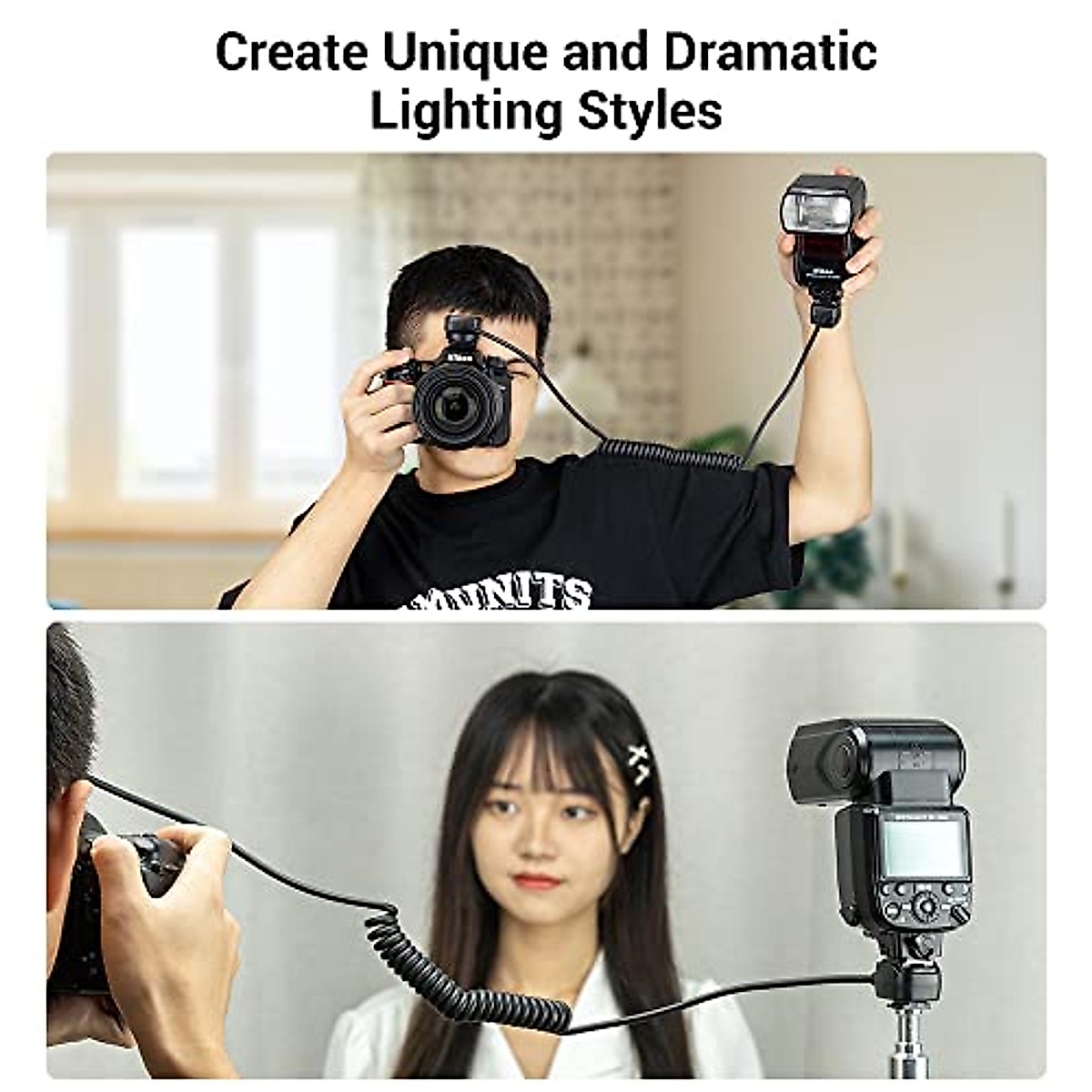 Flash TTL Cord JJC Off-Camera Flash Hot Shoe Cord for Nikon Z5 Z6 Z6II Z7 Z7II D6 D5 D780 D850 D810 D750 D500 D7500 D7200 D5600 D5500 D5300 D3500 D3400 Replaces Nikon SC-28 Cord -1.3m