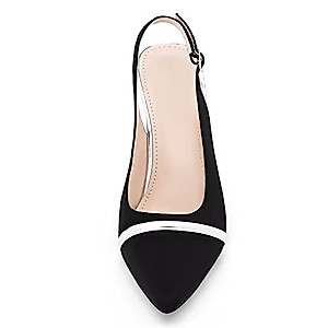 Frank Mully Women's Slingback Pumps Closed Pointed Toe Formal Party Wedding Dress Shoes Ankle Strap Slip On High Heel Sandals Black/Suede