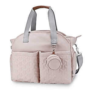 AMLESO Nappy Changing Bag Handbag mom Bag Large Storage Two Front Pockets Bag, Light Pink