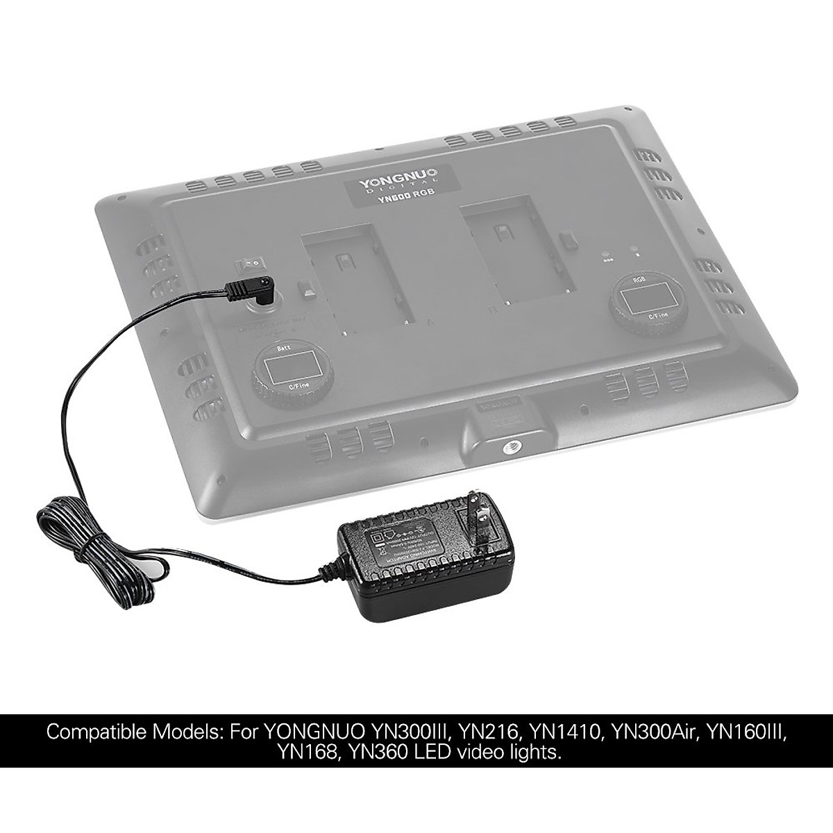 YONGNUO 12V 2A Standard Power Adapter with US Plug Wide Voltage 100-240V for YONGNUO YN300III YN216 YN1410 YN300Air YN160III YN168 YN360 LED Video Light