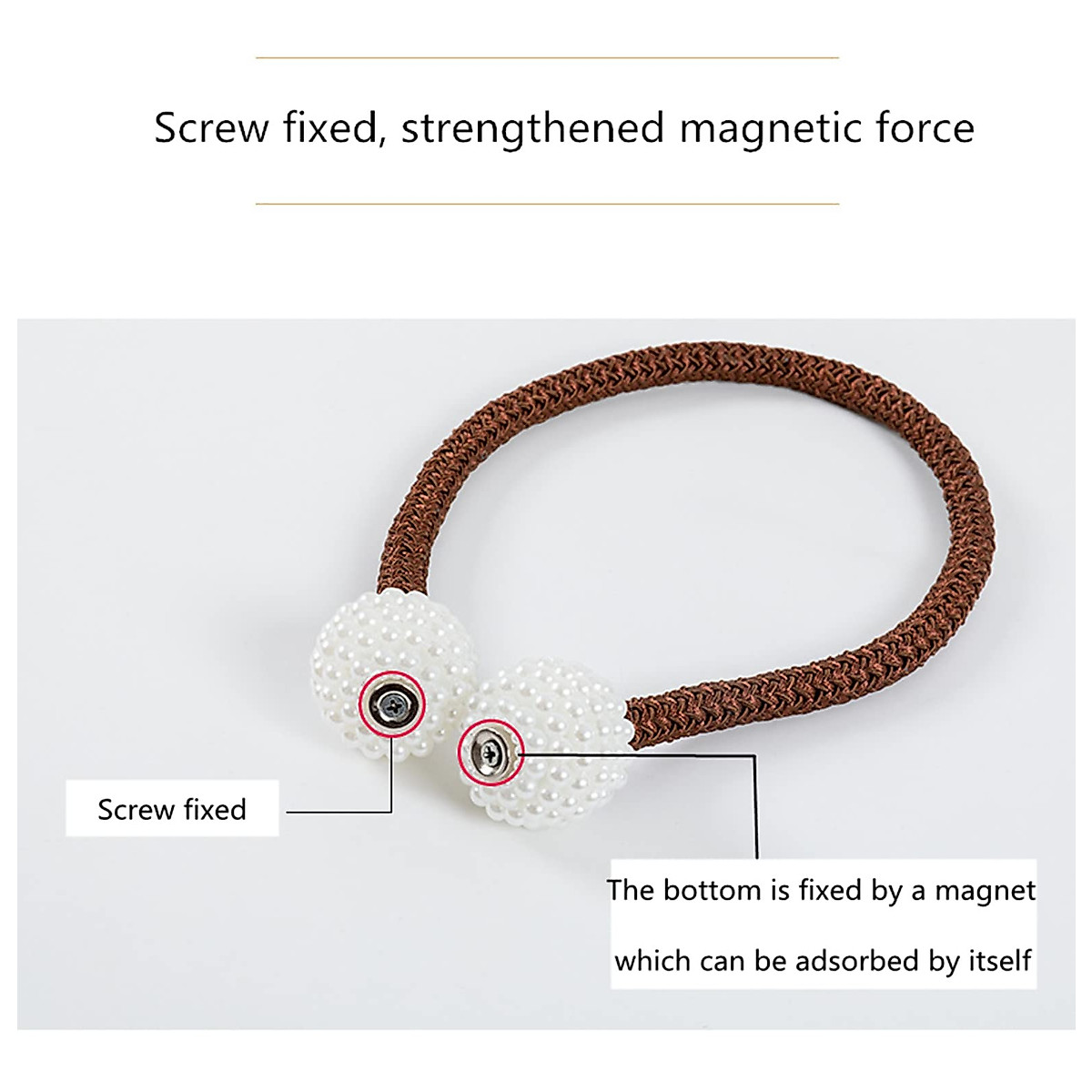 Magnetic Curtain Tiebacks Clips Curtain Buckles Holdbacks Binding Weaving Tie Band 2 Pieces for Home Office Decorative (Gold)