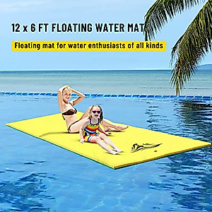 Unovivy Floating Water Mat, 12' × 6' Lily Pad Floating Mat, 3-Layer Foam Water Floating Pad for Water Recreation and Relaxing, Thick and Durable Water Activities Mat for Lake, Oceans