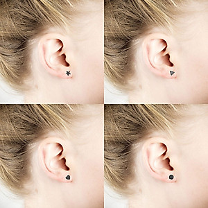 JOERICA 4 Pairs Heart Stainless Steel Stud Earrings for Women Star Earrings