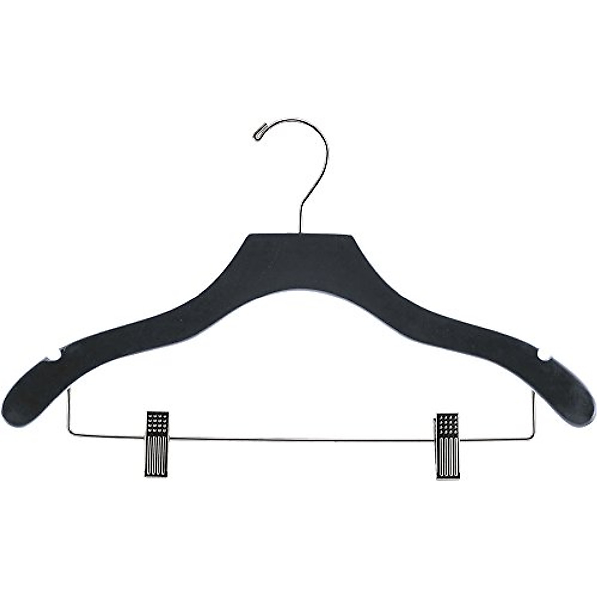The Great American Hanger Company Wooden Combo Black Finish Hanger with Clips and Notches (Box of 25)