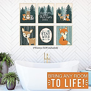 6 Reversible 8x10 Woodland Nursery Decor For Boys Prints, Woodland Nursery Wall Decor, Woodland Baby Shower Decorations, Woodland Creatures Nursery Wall Art Decor, Woodland Animals Posters For Bedroom
