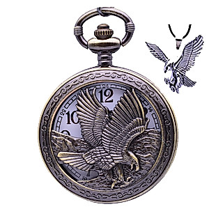 Udaney Eagle Gifts Pocket Watch with Chain Vintage Quartz Half Hunter American 2024 fashion