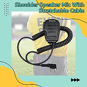 Retevis H-777 Walkie Talkies Mic 2 Pin Shoulder Speaker Mic Compatible with Retevis RT22 RT21 RT68 RT27 RB26 RT85 RT22S RT86 RT19 RT17 Baofeng UV-5R BF-F8HP 2 Way Radios,with 3.5mm Audio Jack(1 Pack)