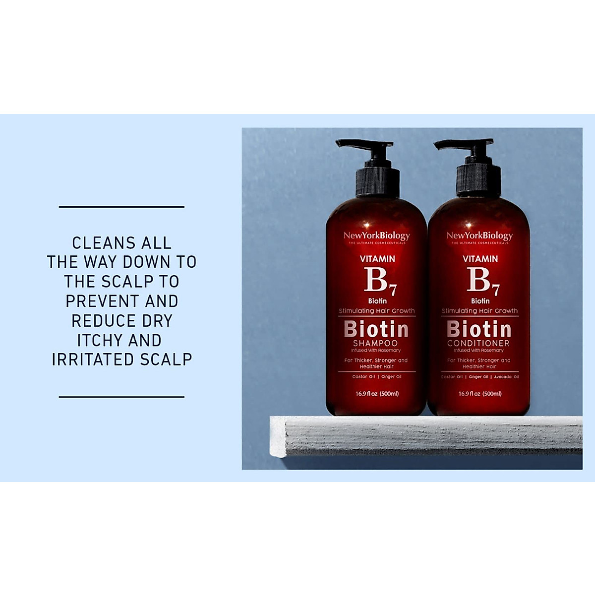 New York Biology Biotin Conditioner for Hair Growth and Thinning Hair – Thickening Formula for Hair Loss Treatment – For Men & Women – Anti Dandruff - 16.9 fl Oz