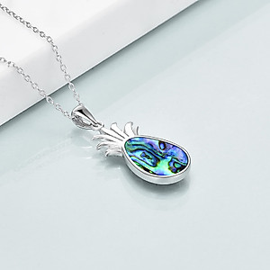 ONEFINITY Sterling Silver Pineapple Necklace Pineapple Pendant Jewelry Mothers Day Gifts for Women Mom (Abalone shell)