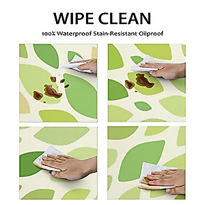 Round Tablecloth 60 Inch Spring Boho Leaves Decorative Table Cloth with Dust-Proof Wrinkle Stain-Resistant Tablecloths Decor for Home Kitchen Dining Picnic Party Indoor Outdoor