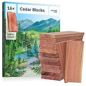 16 American Cedar Wood Blocks – Stop Clothes Damage - Wardrobe Freshener – Premium American Cedarwood Planks for Fresh Scent in Drawers and Closets - Inovida