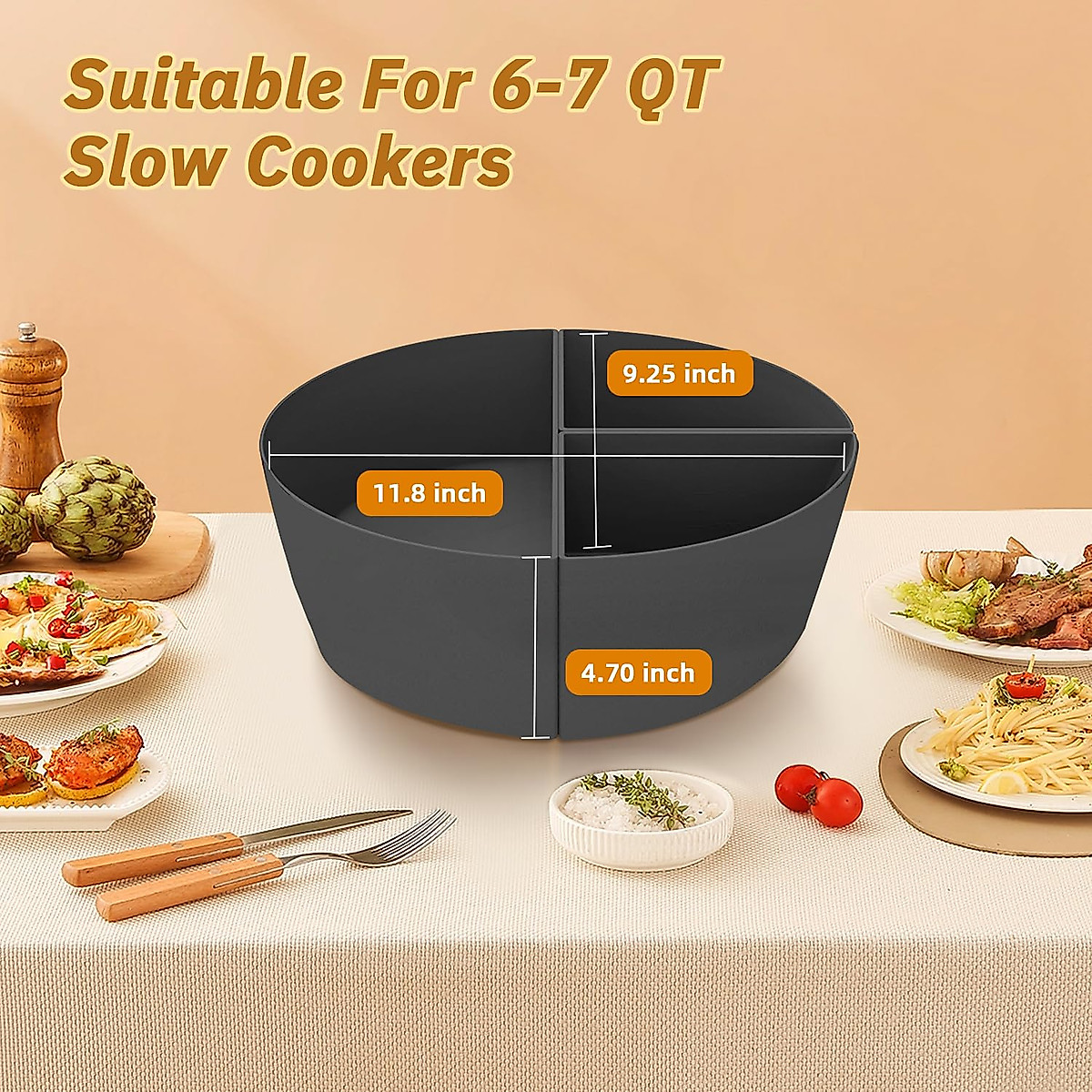 PEAKFUN Silicone Slow Cooker Liners fit Crock-Pot 7-8 Quart Oval Slow Cookergsrfdtdfyujfygyugtftrderdrtujrfdcruyftftyfdedsryhsderdhctgrfdujf
