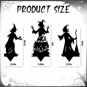 Halloween Witch Decorations Outdoor - 3pcs Witch Metal Yard Stakes, Witch Cauldron Sign Shadow Casters for Halloween Yard Garden Art Decor