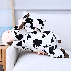 Jensquaify Cow Pillow, Cow Stuffed Animals Plush Toys Gifts for Kids, 23.6"