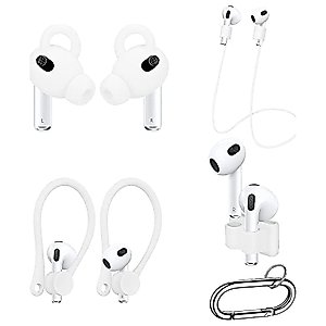 SaharaCase Silicone Accessories Kit for Apple AirPods 3 (2021 3rd Generation) [Rugged] Full Body Protection Antislip Grip Slim Fit (White)