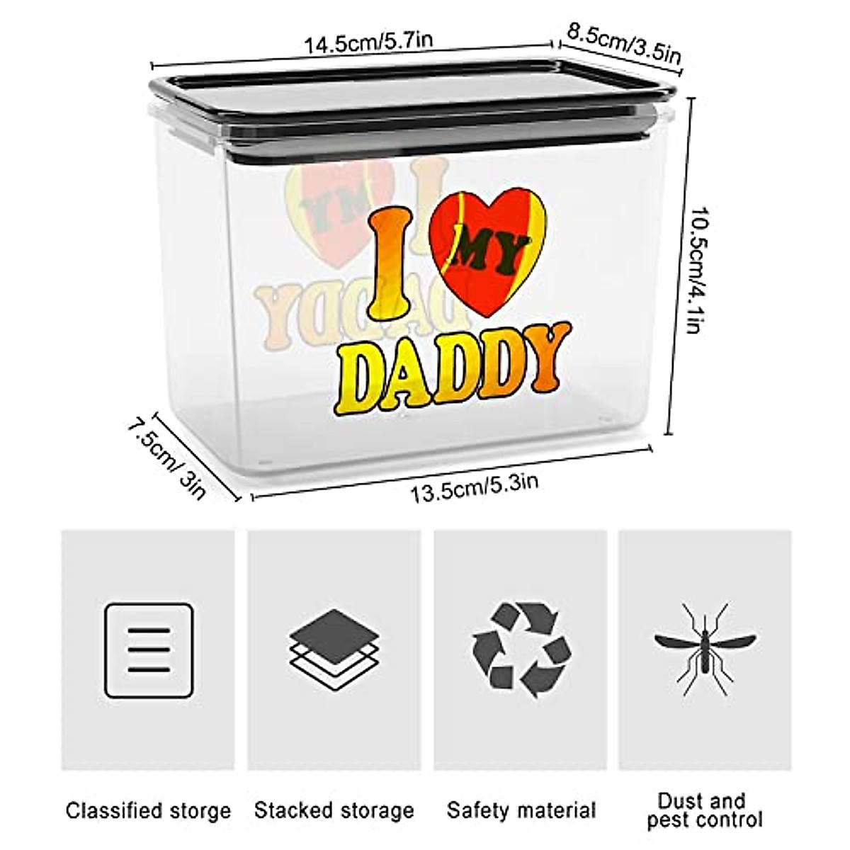 I Love My Daddy Storage Box Plastic Food Organizer Container Canisters with Lid for Kitchen