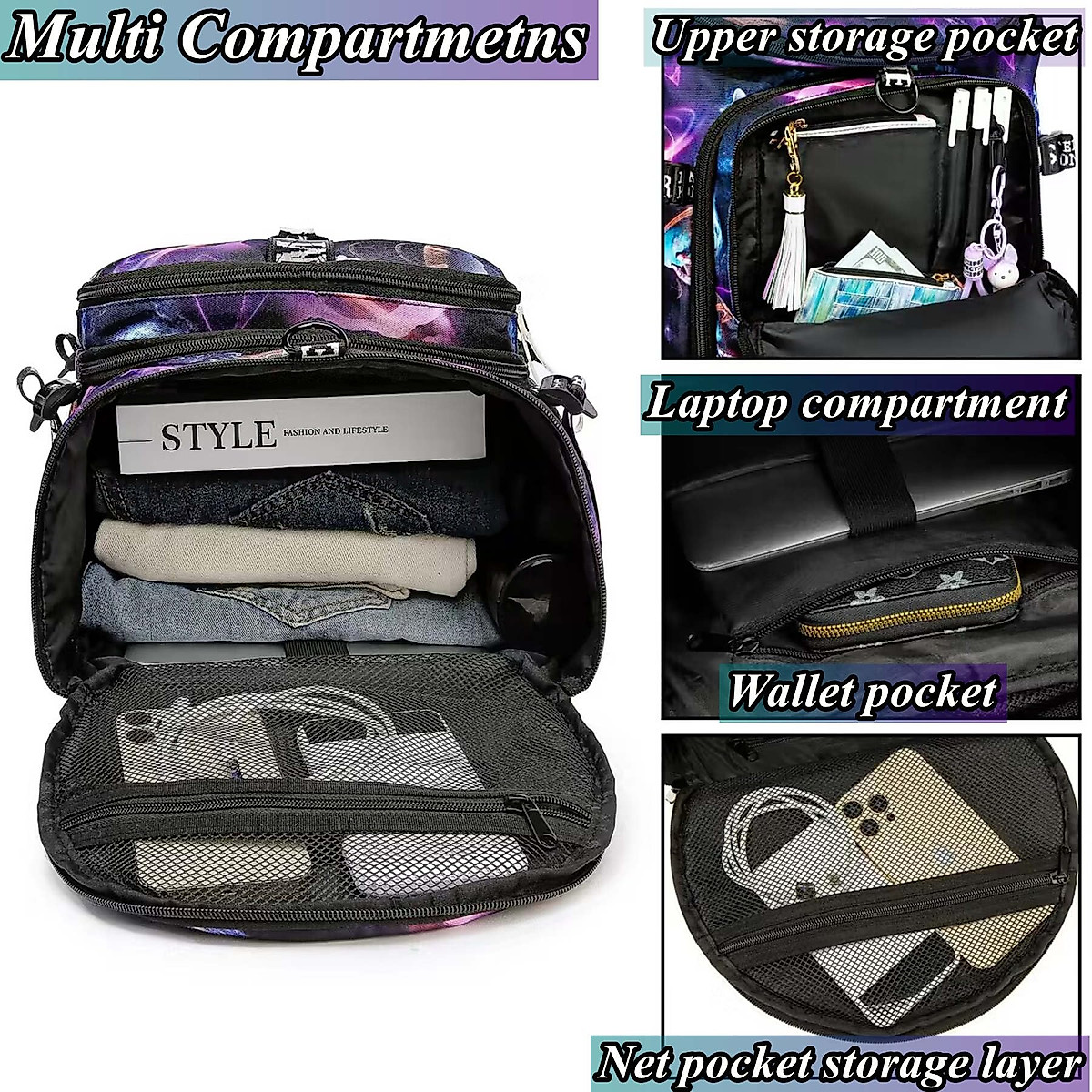 Gym Duffle Bag Backpack with Shoe Compartment,4 ways Travel Backpack for Women and Men,Multi-Functional Weekender bag with Waterproof Layer&Laptop Compartment for Fitness, Travel,Camping(Metallic)