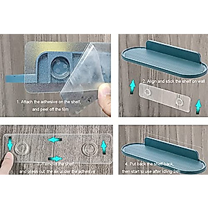 Fineget Floating Shelves Wall Mount Shelf Adhesive Soap Shower Shelves Plastic Shower Caddy for Bathroom Kitchen Bedroom Living Room Rustproof No Drilling Storage Organizer Sea-Blue 2 Pack