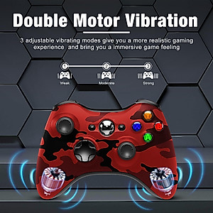 BUERTT Wireless Controller for Xbox 360, 2.4GHZ Game Joystick Controller Gamepad for Xbox 360 & Slim Console and PC Windows 7/8/10,No Audio Jack,Camo Red
