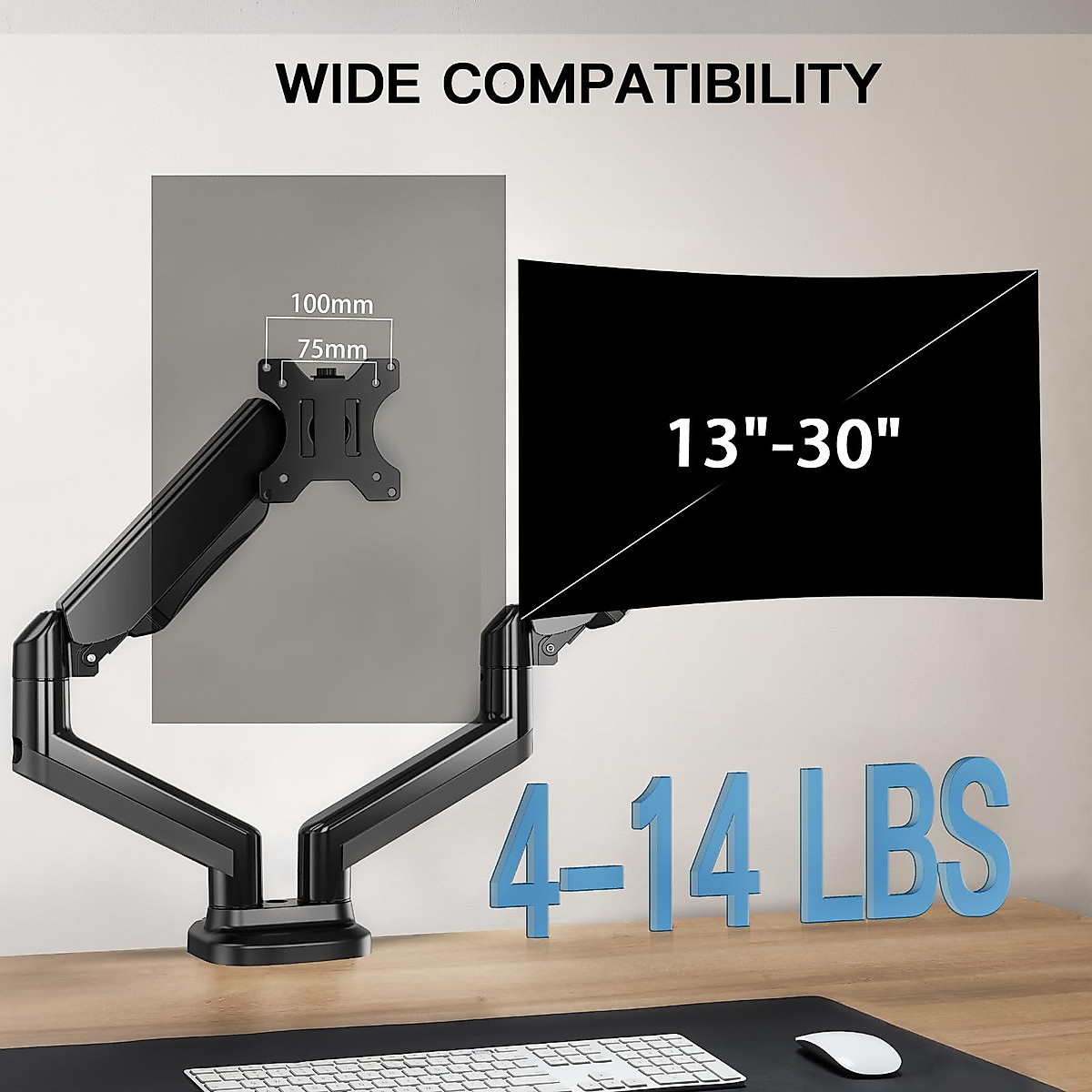 HUANUO Dual Monitor Arm for 13 to 27 inch, Gas Spring Monitor Stands for 2 Monitors Vesa Mount with Clamp/Grommet Base, Computer Dual Monitor Desk Mount for up to 17.6 lbs per Arm