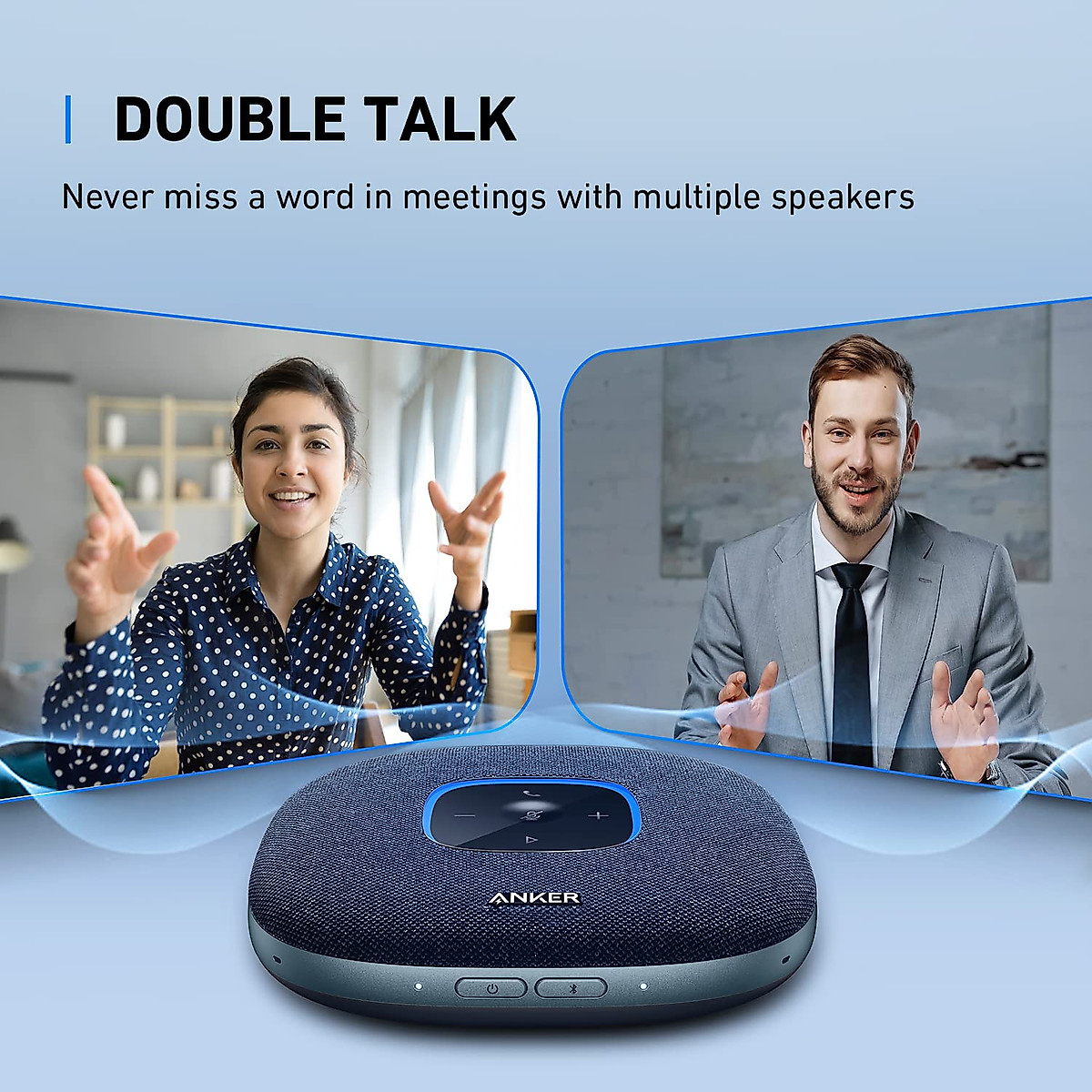 Anker PowerConf S3 Speakerphone with 6 Mics, Enhanced Voice Pickup, 24H Call Time, App Control, Bluetooth 5, USB C, Conference Speaker Compatible with Leading Platforms, Home Office