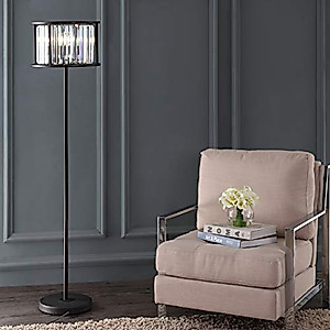 JONATHAN Y JYL9054A Bevin 63" Metal/Crystal LED Floor Lamp, Glam, Contemporary, Modern, Elegant, Office, Living Room, Family Room, Dining Room, Bedroom, Hallway, Foyer, Oil Rubbed Bronze/Crystal