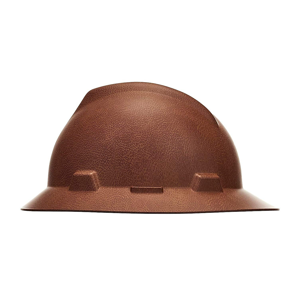 MSA 10204782 Hydro Dip V-Gard Full-Brim Hard Hat With Fas-Trac III Ratchet Suspension | Polyethylene Shell, Self Adjusting Crown Straps - Standard Size in Ital Leather