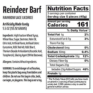 Reindeer Barf Rainbow Lace Licorice Funny Unique Christmas Stocking Stuffer Gag Birthday Girl, Boy and Teens Candy Gift