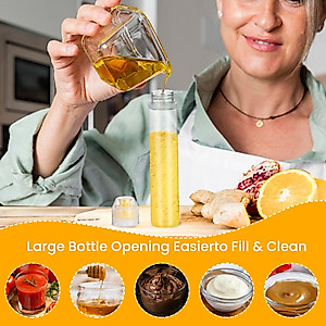 RAYNAG 8 Pack Honey Bottles Reusable Plastic Squeeze Bottle with Flip Lids Condiment Dispenser For Ketchup Salad Sauce Honey Tomato Mustard Dressing Cooking Oils for Bento BBQ Camping Travel, 3Oz