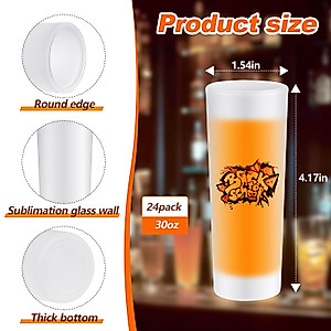 Hsei 24 Pcs Sublimation Frosted Shot Glasses 3 oz Shot Glasses Sublimation Blanks Personalized Sublimation Glass Cups with Heavy Base for Wine Beer Vodka Whiskey Espresso