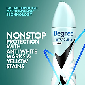 Degree Ultra Clear Antiperspirant Deodorant Dry Spray Anti White Marks and Yellow Stains Black+White Deodorant for Women 3.8 Ounce (Pack of 3)