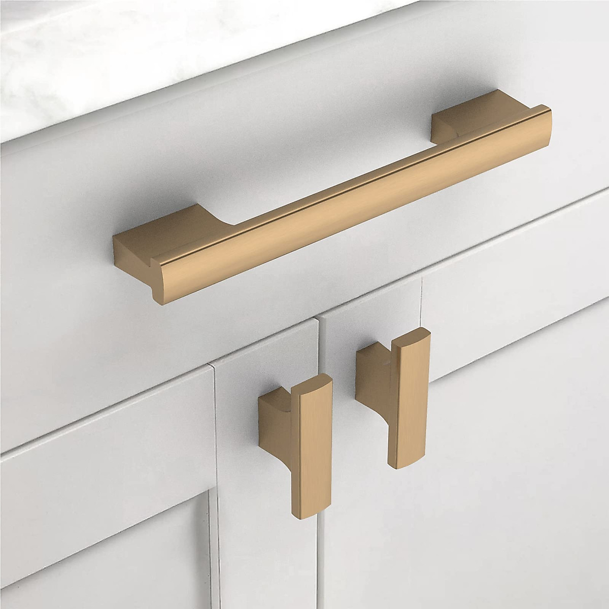 Asidrama 10 Pack 5 Inch(128mm) Dark Champagne Bronze Kitchen Cabinet Handles, Brushed Brass Cabinet Pulls Gold Kitchen Cabinet Hardware for Cupboard Drawer Pulls