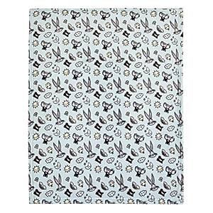 Warner Brothers Looney Tunes Best Buds Pastel Blue, Yellow, and White Bugs Bunny, Tweety, and Sylvester The Cat Super Soft Baby Blanket