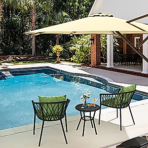 YITAHOME Outdoor Dining Chair Set of 2, Rope Woven Design Bistro Chairs, Indoor-Outdoor Armchair Seating for Patio, Backyard, Poolside, Balcony - Green and Grey