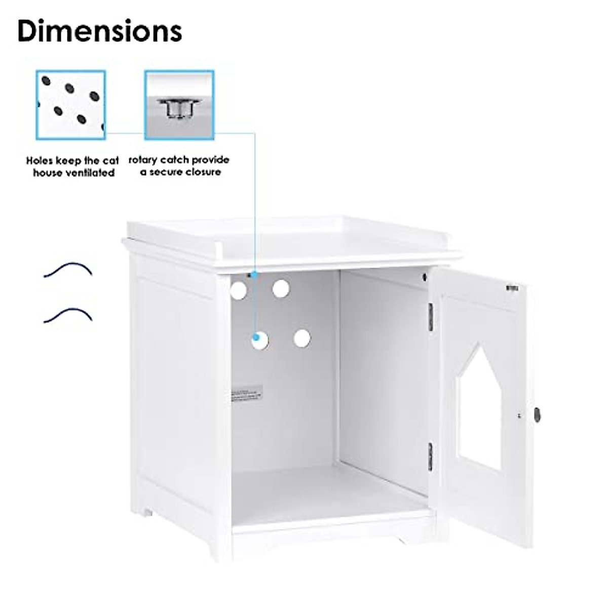 PAWLAND Cat Litter Box Enclosure, Cat House Side Table,Night Stand Pet House, Indoor Cat House, White