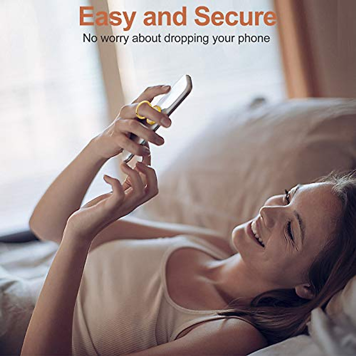 Nsiucion Cell Phone Ring Holder Stand, Glitter Finger Kickstand, 360 Degree Rotation Metal Ring Grip Holder for Magnetic Car Mount Compatible with All Smartphone (Gold)