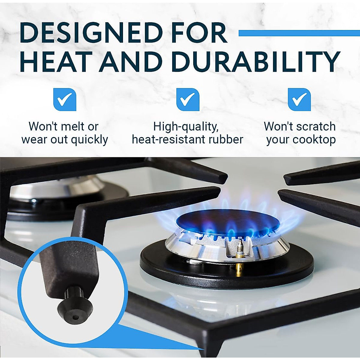 IMPRESA 20-Pack Viking Range Stove Grate Rubber Feet Bumpers – Heat Resistant Foot Replacements for Gas Burner Grates, Equivalent to PD040035 - Stove Grill Rubber Pads