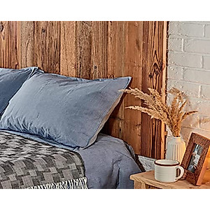 Brown Headboard Farmhouse King Size Bed Headboard Hanging Reclaimed Barnwood Head The Bed Wall Mount Panels Only Vintage Style Rustic Boho Chic Light Plank Wood Board Bedroom Furniture (King Size)