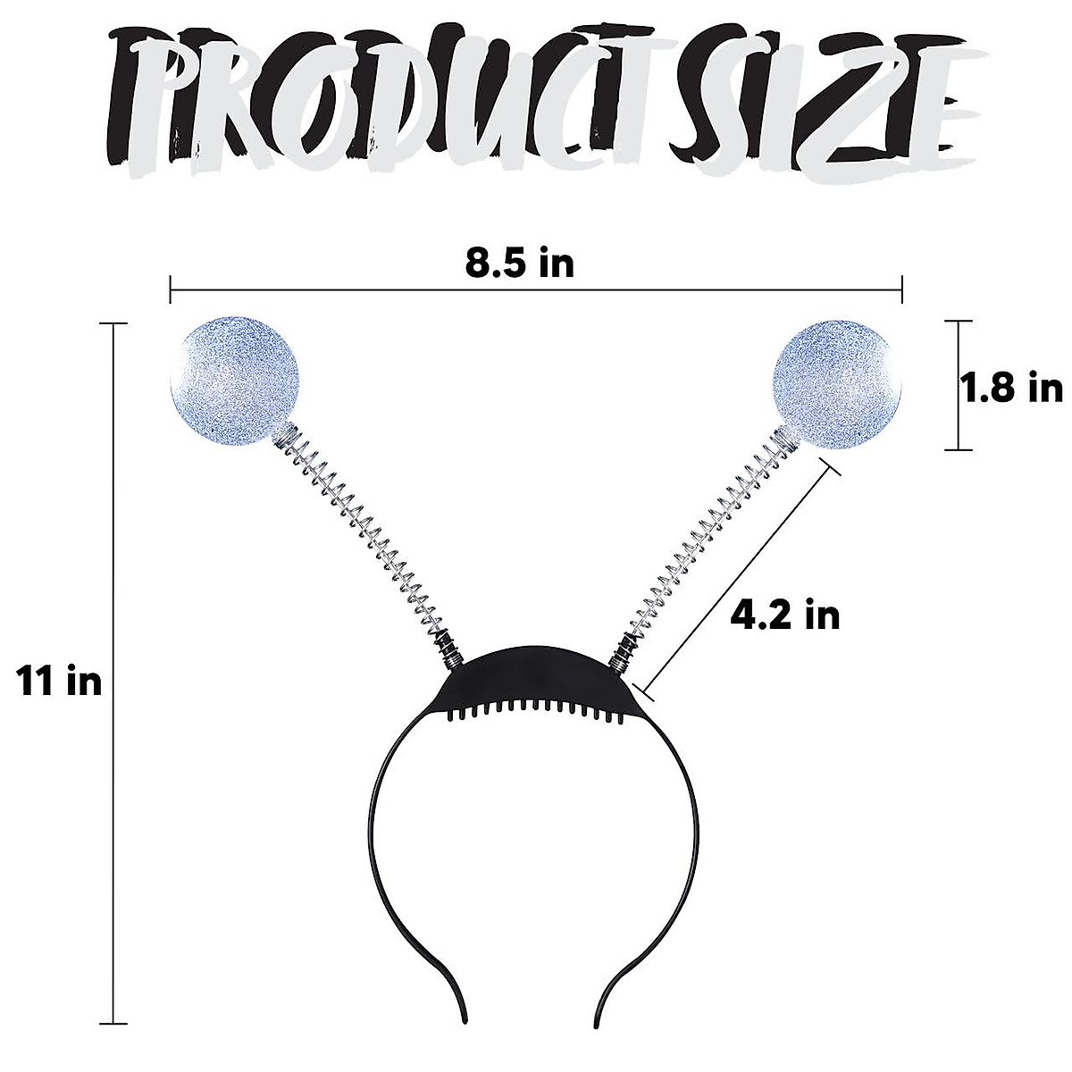 JOYIN LED Martian Antenna Headband, Silver Lighting Head Boppers, Alien Headbands, Martian Headbands Set, Glowing Alien Headpiece for Kids Party Costume Favor Halloween Accessories