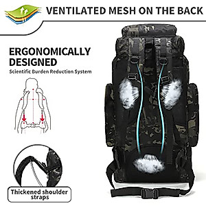 70L Camping Hiking Military Tactical Backpack Outdoor Water-Repellent Adjustable Sport Bags