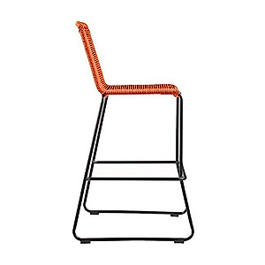 armen LIVING LCSTBABLTNG30 Shasta Outdoor Metal and Tangerine Rope Stackable Barstool, 30" Bar Height Set of 2