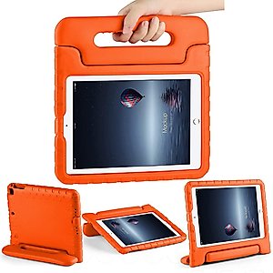 CAM-ULATA for iPad 9.7 Case Kids 2018/2017 Folio Stand Lightweight Kids Friendly for iPad Air 1 iPad Air 2 Protective Cover Handle Shockproof iPad Apple case 5th Generation 6th Generation Orange