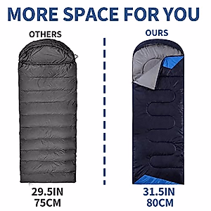 Sleeping Bags for Adults Backpacking Lightweight Waterproof- Cold Weather Sleeping Bag for Girls Boys Mens for Warm Camping Hiking Outdoor Travel Hunting with Compression Bags（Navy Blue）