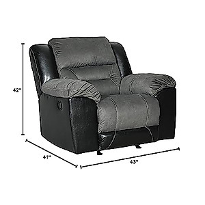 Signature Design by Ashley Earhart Faux Leather Manual Rocker Recliner, Gray