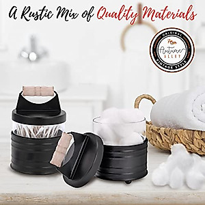Autumn Alley Rustic Farmhouse Black Bathroom Accessories Set (4 PCS) - Lotion Soap Dispenser, Toothbrush Holder, 2 Apothecary Jars (Qtip Holder) - Rustic Farmhouse Bathroom Decor